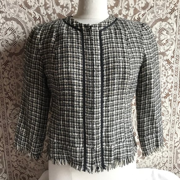 Parallel | Jackets & Coats | Tweed Zip Front Collarless Career Jacket ...